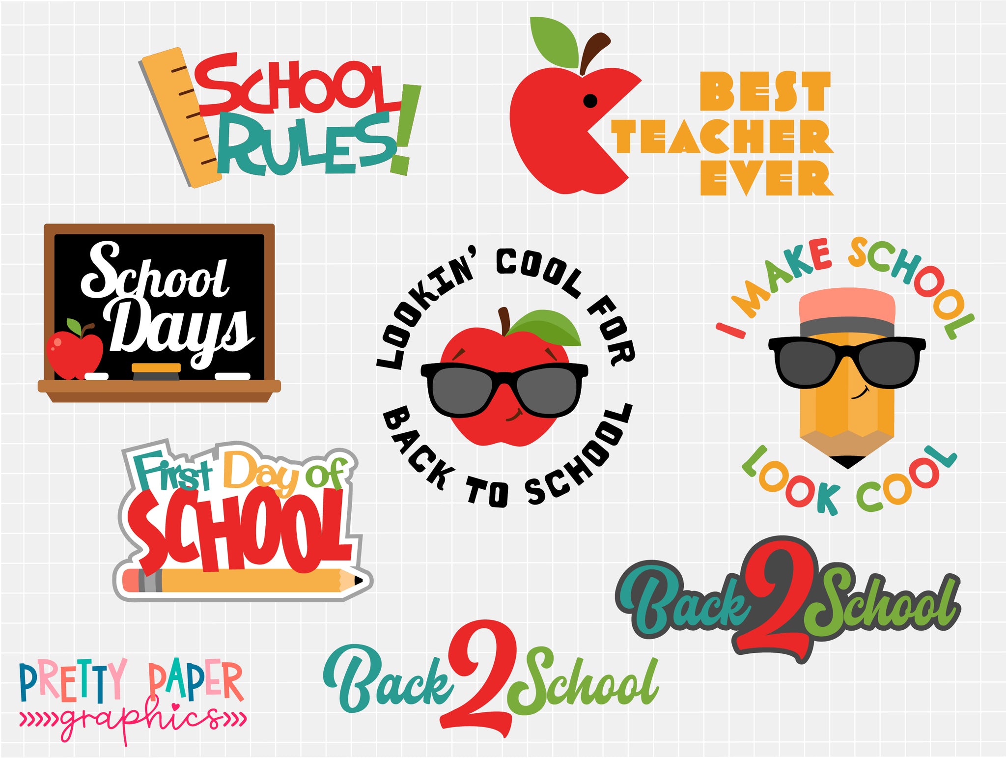 School Days SVG Bundle – Pretty Paper Graphics